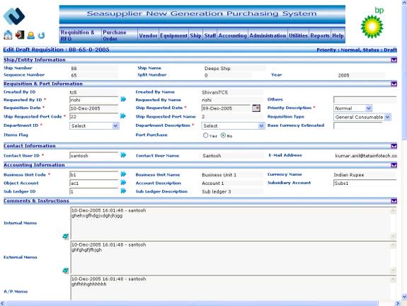 Requisition – Edit Draft Requisition