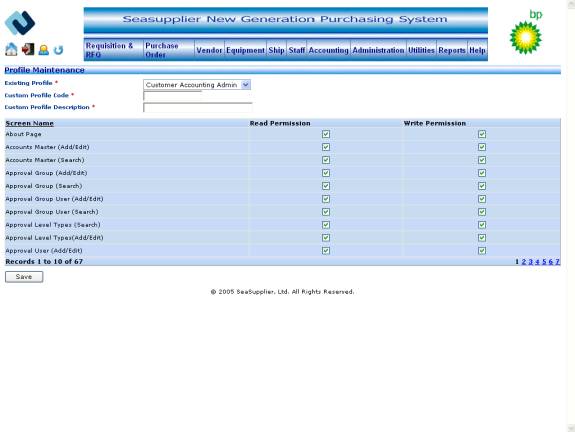 Profile Master Maintenance – Create Custom Profile