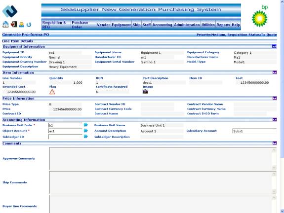PO –Generate Pro-forma PO screen