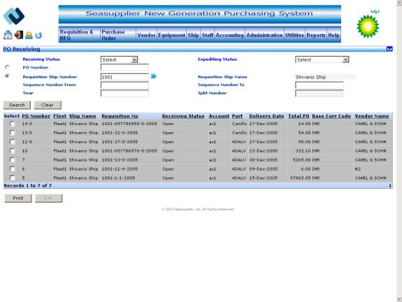 PO –Search PO for PO Receiving Manual