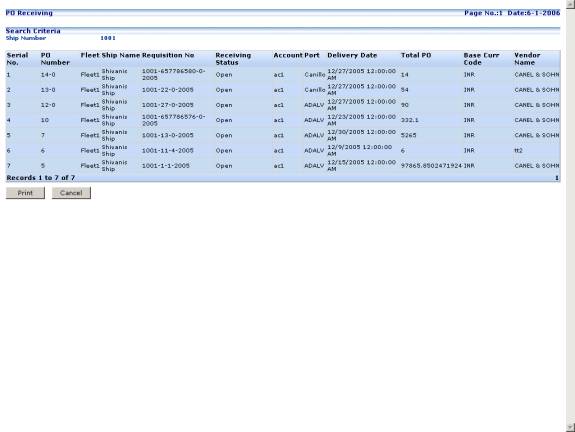 PO –Search PO for PO Receiving Manual